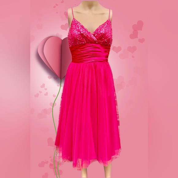 Dresses | Hot Barbie Pink Sequined Ballgown Prom Dress | Poshmark